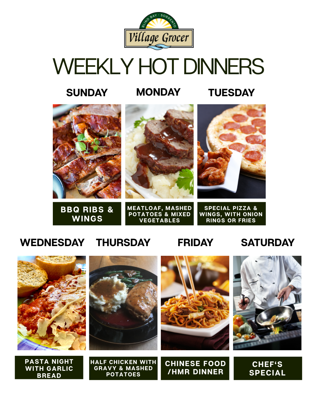 Weekly Hot Dinners - Village Grocer
